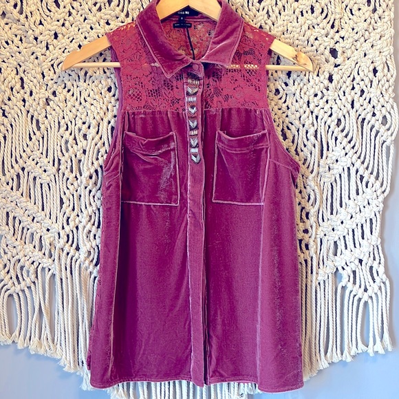 Miss Me | Tops | Miss Me Western Style Lace Button Font Tank Shirt ...